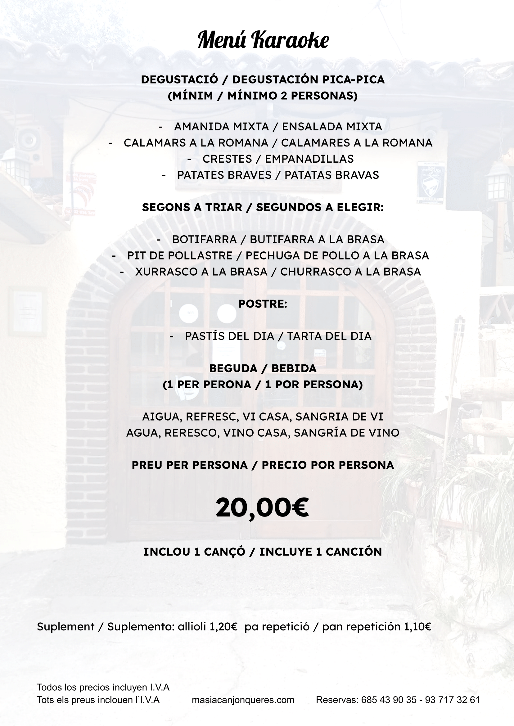 Menú Karaoke - Can Jonqueres