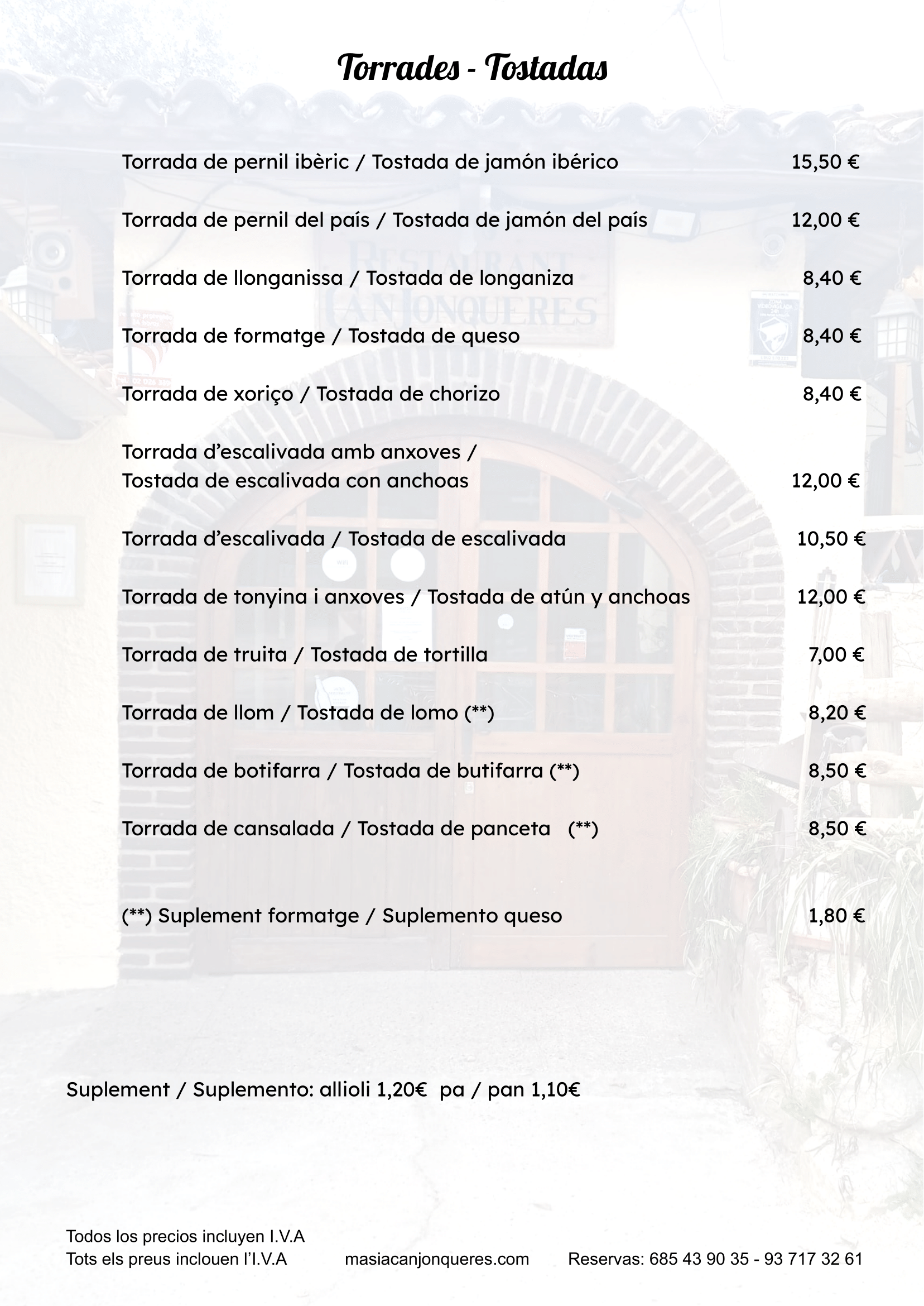 Torrades/Tostadas - Can Jonqueres